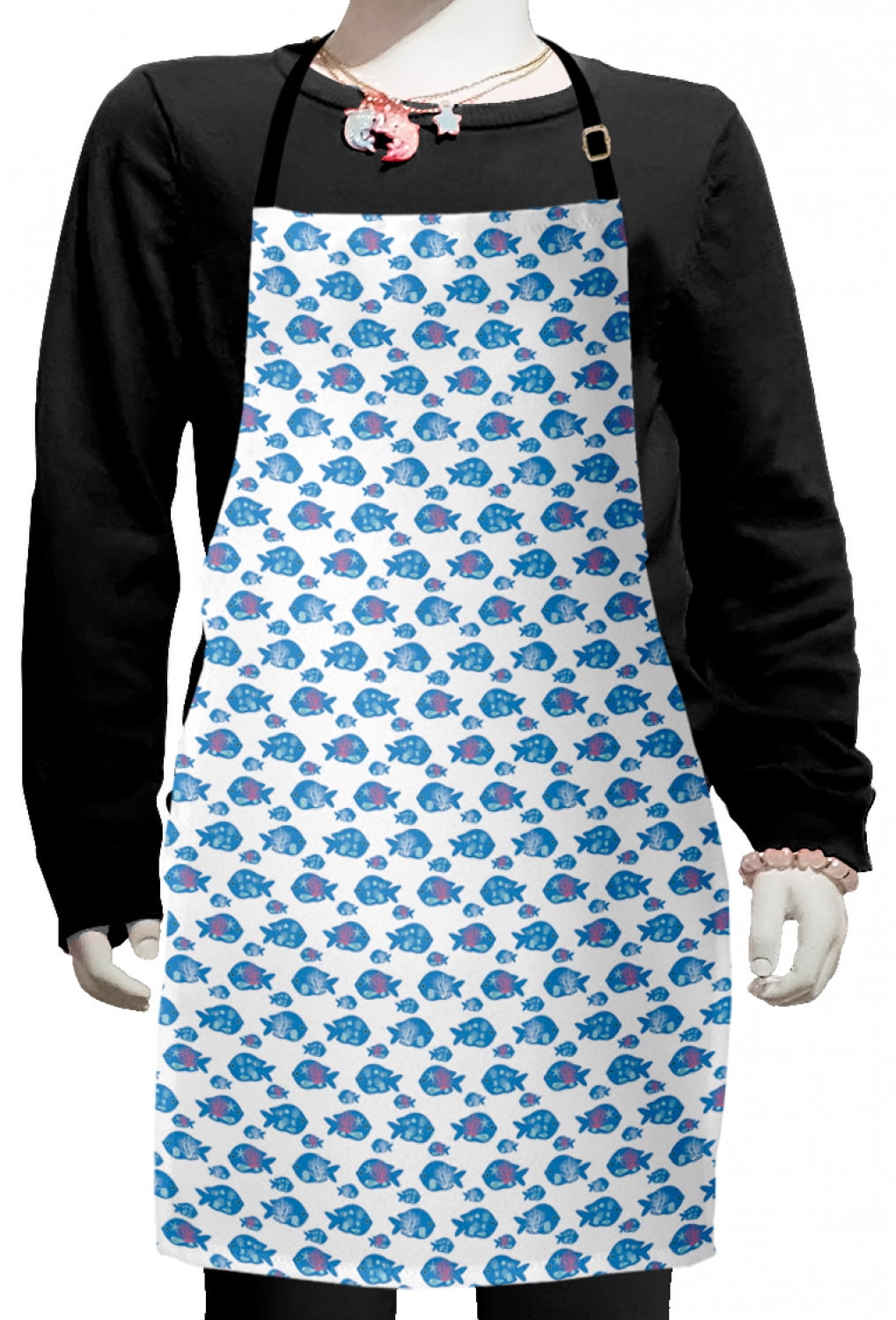 Nautical Kids Apron, Underwater Elements in Abstract Fish Design ...