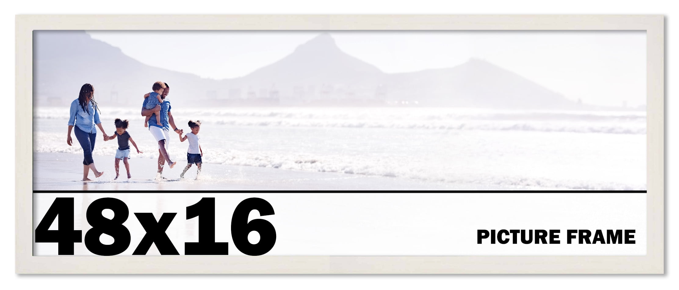 48x16 Frame White Wash Picture Frame - Complete Modern Photo Frame ...