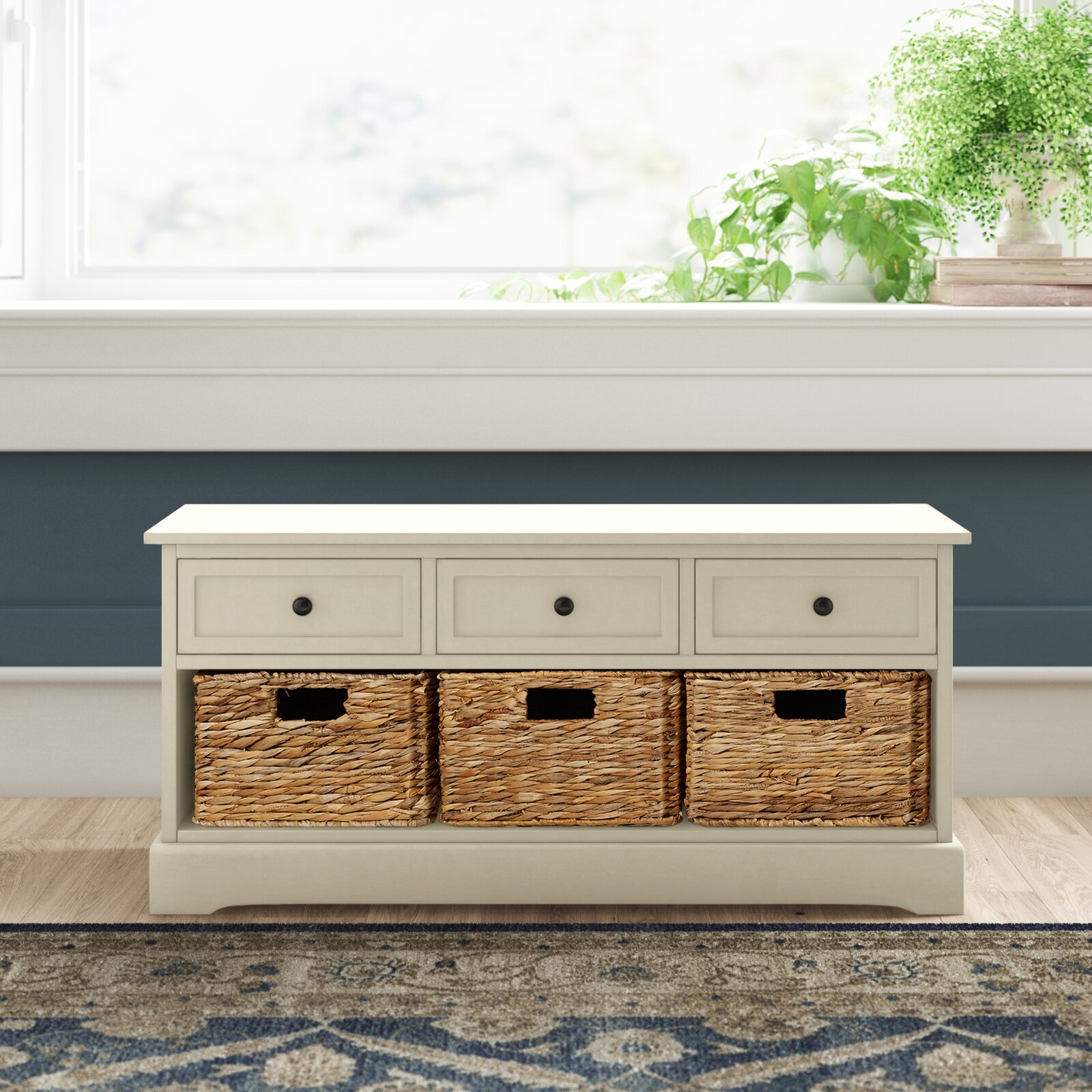 Alvina Solid Wood Drawers Storage Bench, Main Material: Solid Wood ...