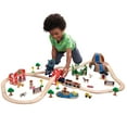 KidKraft Adventure Farm Train Set, 75-Piece Kids Wood Railroad Track ...