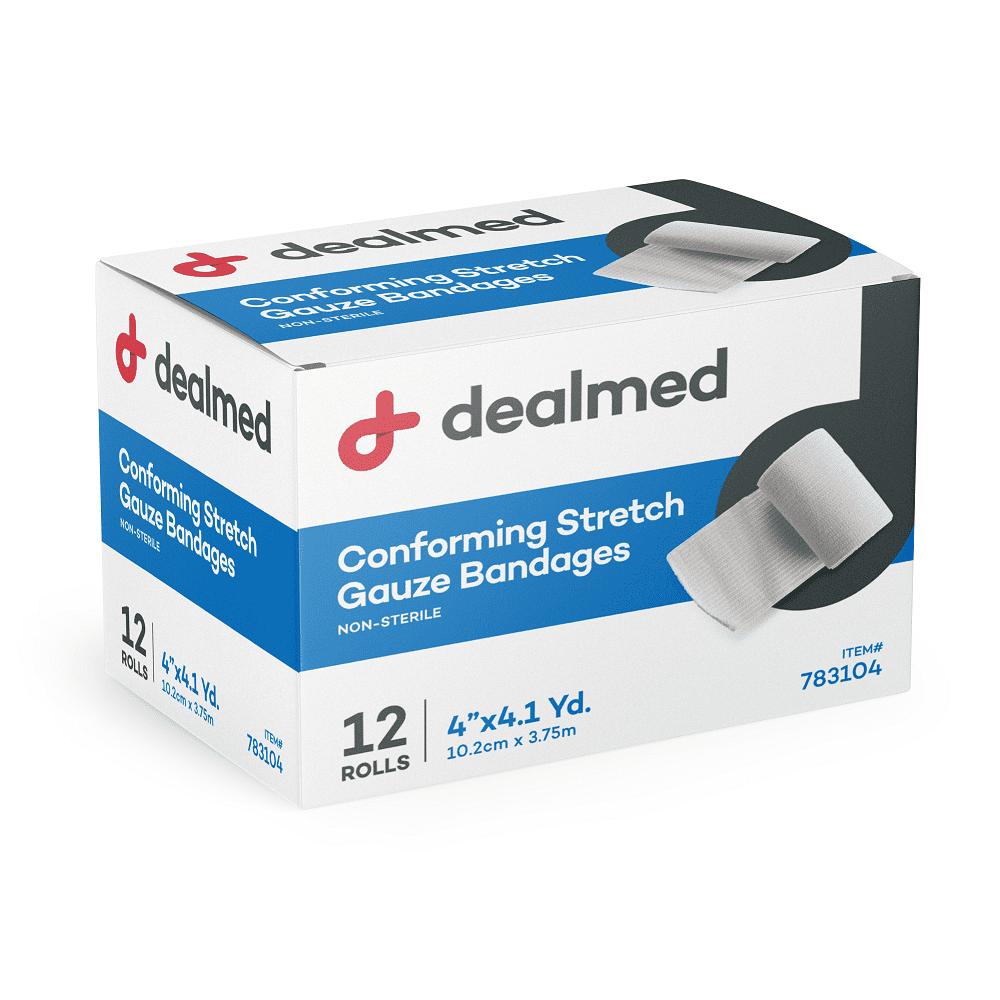 Dealmed 4" Conforming Stretch Gauze Bandages, 4.1 Yards Stretched Gauze ...