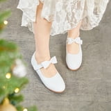 Toddler Little Girl White Dress Shoes Size 13 - Girl Ballet Flats ...