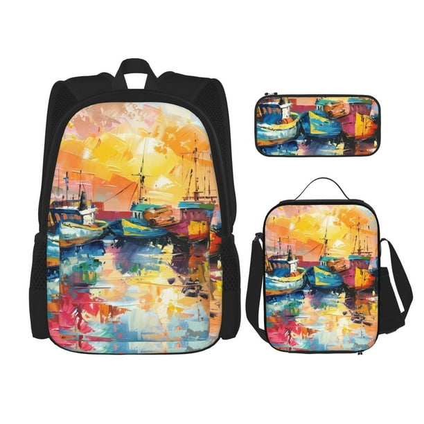 Fotbe Colorful Fishing Boats Set Escolar 3 en 1 para Niños - Mochila ...