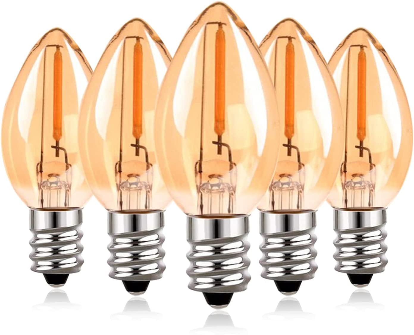 C7 LED Bulb, 0.5W Light Candle Bulbs, Amber Glow 5w Incandescent ...