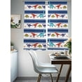 Dinosaur Sheer Curtains for Living Room Bedroom Blue Striped Cartoon ...