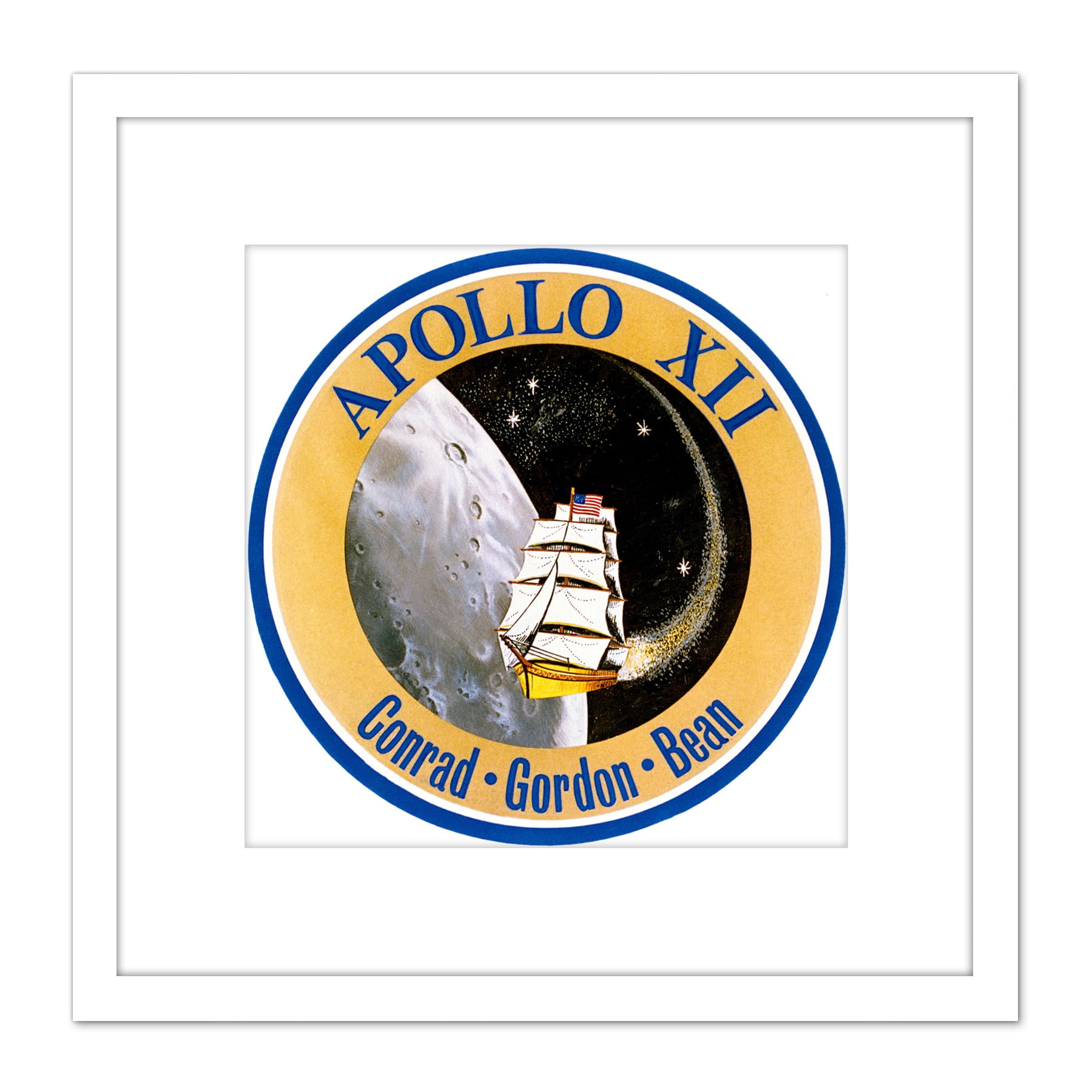 Space NASA Apollo 12 Mission Emblem Badge Patch 8X8 Inch Square Wooden ...