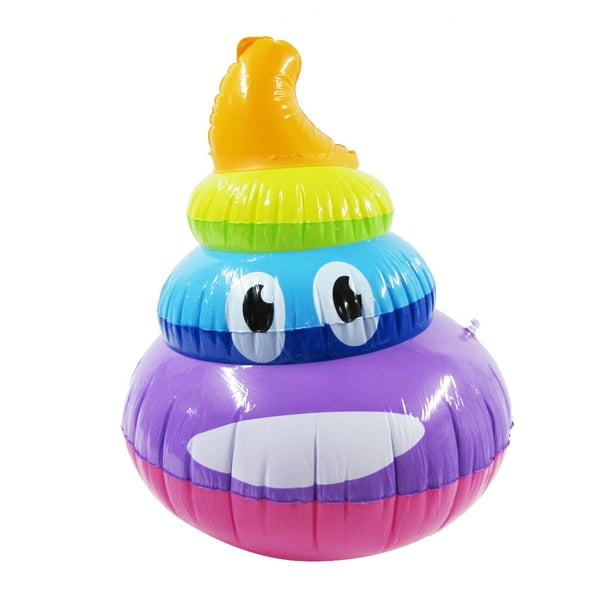 24" Inflatable Rainbow Poop Emoji Fake Poo Novelty Pool Float Blow Up ...