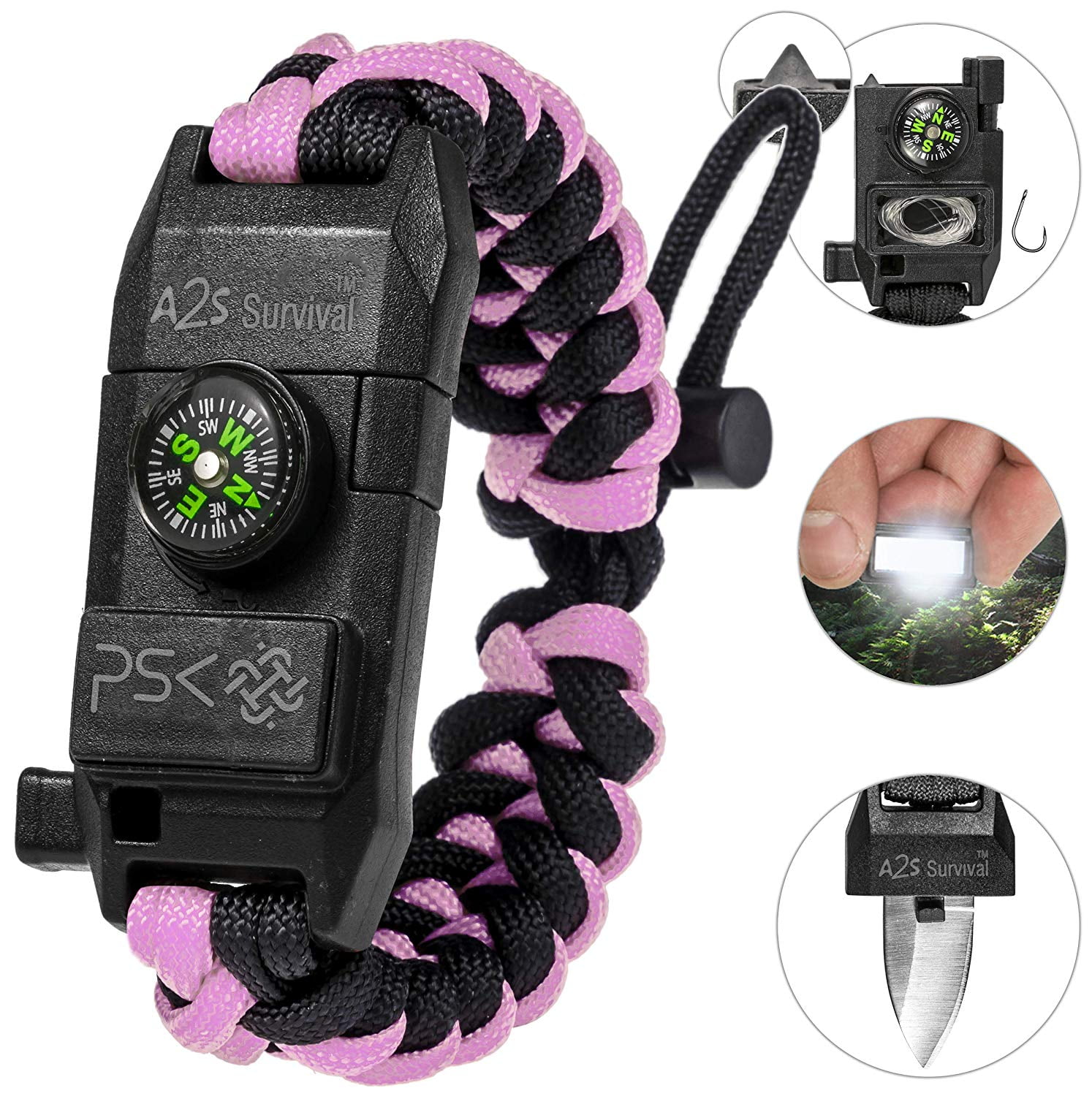 PSK Paracord Bracelet 8-in-1 Personal Survival Kit Urban & Outdoors w ...