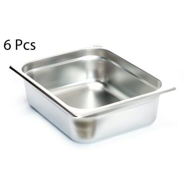 6 Pack Anti-Jam Hotel Pans, 1/3 Size 4 Inch Deep, Commercial Stainless ...