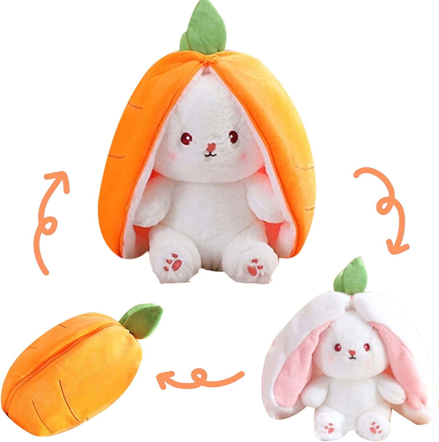 Easter Bunny Stuffed Animal Plush, Reversible Bunny Carrot Strawberry ...