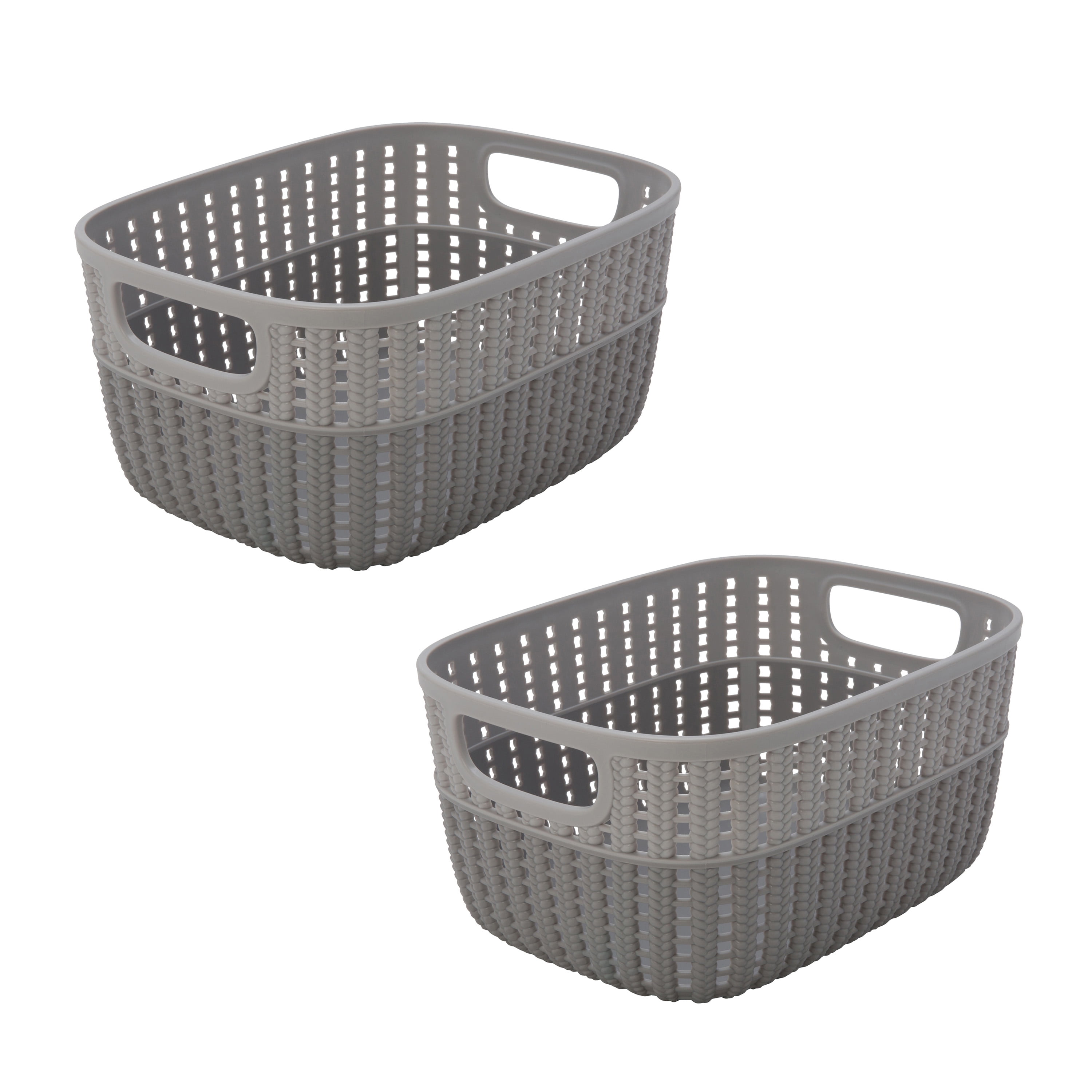 Simplify 2 Pack 2-Tone Decorative Small Plastic Storage Basket in Grey ...