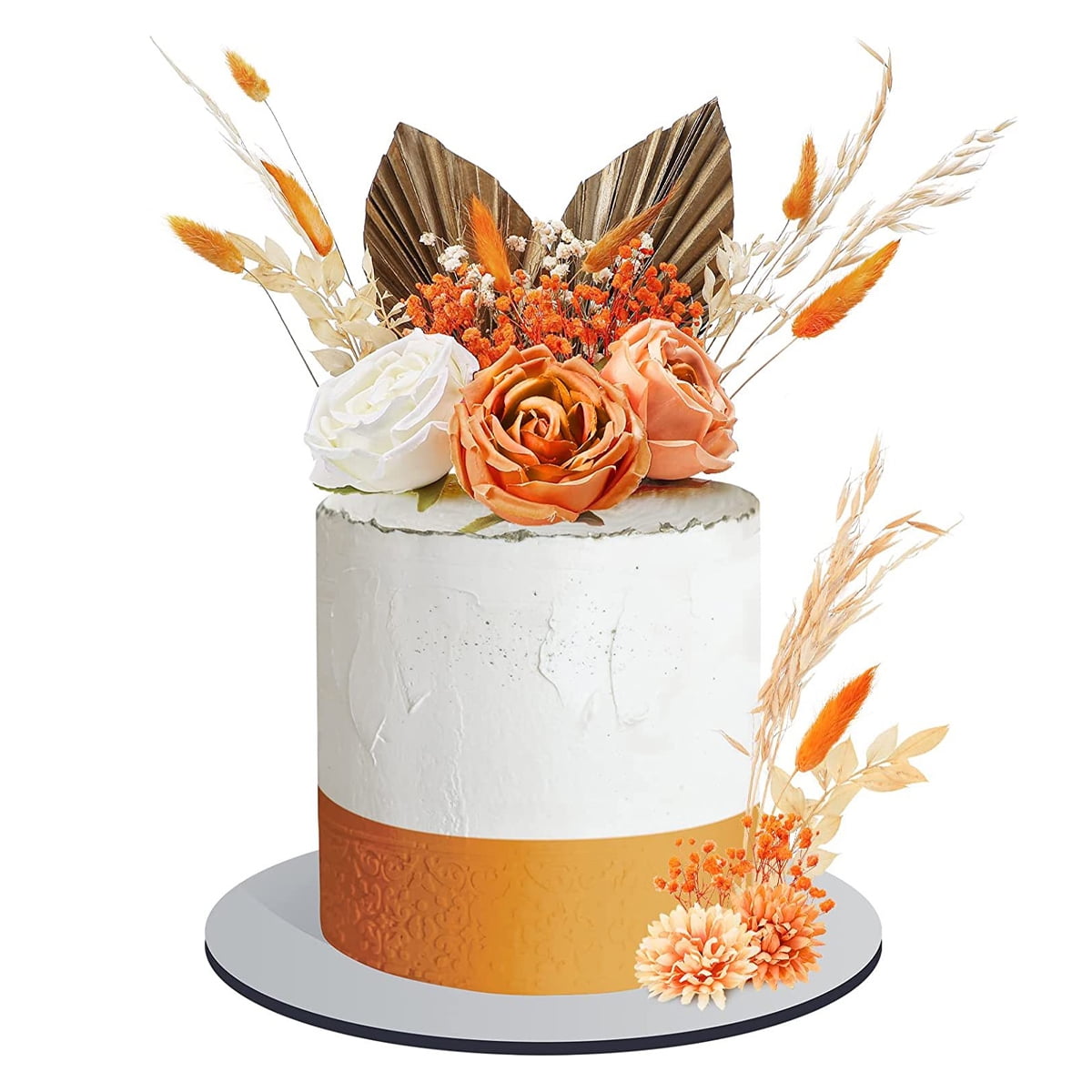 Decoración de pastel estilo boho con follaje de rosas artificiales vintage para kit de ...