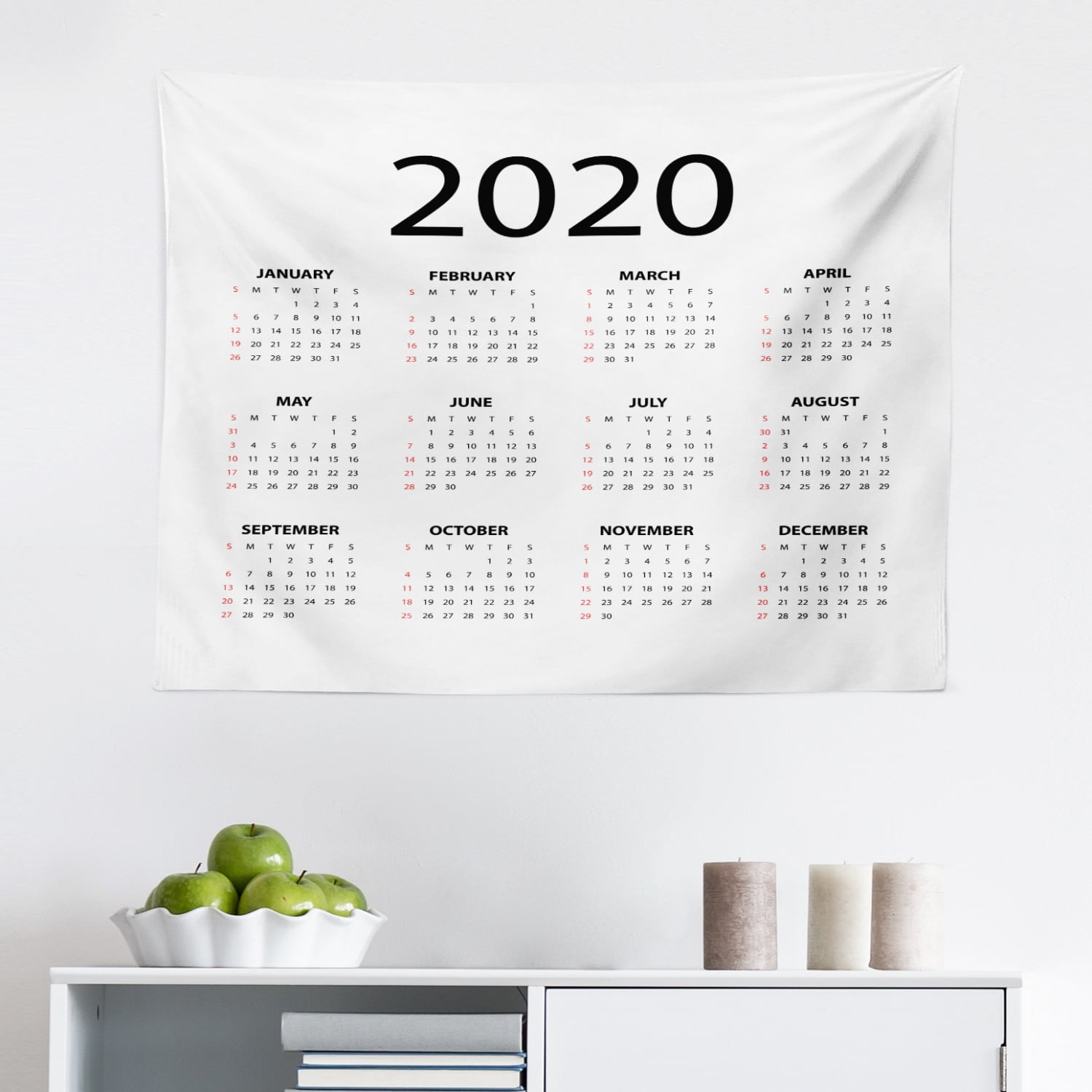 Calendar 2020 Tapestry, Modern and Simple Design Minimalist Year ...