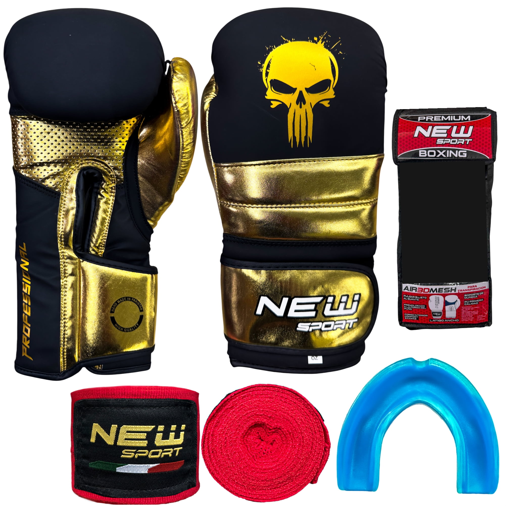 Guantes de Boxeo 12 Oz Onzas New Sport Kit con Vendas y Bucal Muay Thai ...
