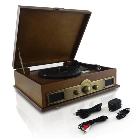 Pyle Vintage Classic Style Bluetooth Turntable Vinyl Record Player w ...