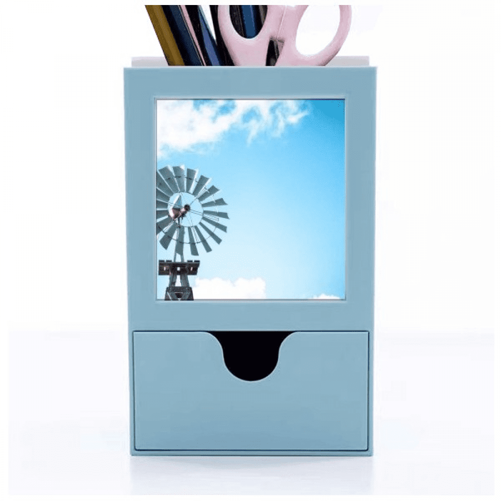 Windll White Clouds Blue Sky Desk Supplies Organizer Pen Holder Card ...