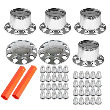 CROSSDESIGN Chrome Hub Cover Semi Truck Wheel Kit Axle Cover 33mm Lug ...