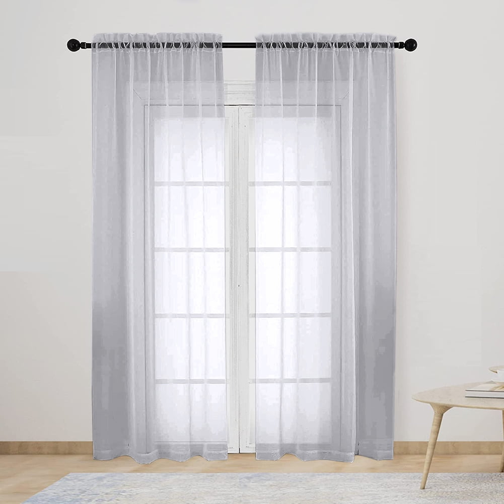 Window Sheer Curtains Gray Curtains Clear Curtains Basic Rod Pocket ...