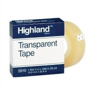 3M™ Highland™ Wide Transparent Tape, 1/2" x 1,296, Pack Of 12 for Light ...
