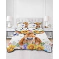 Cows 3 Piece Quilt Bedding Set with 2 Pillow Shams, Watercolor Spring ...