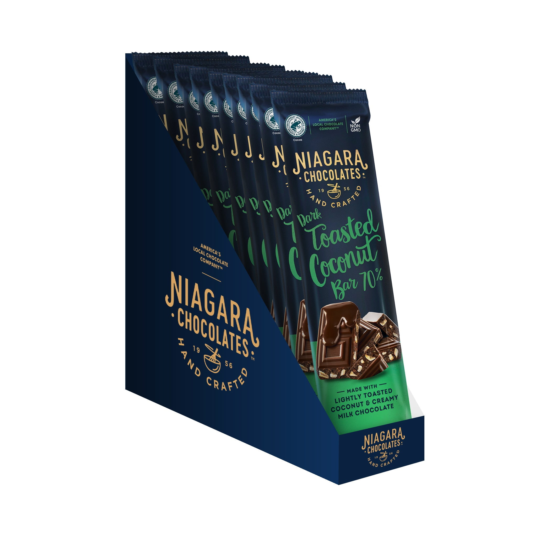 Niagara Chocolates 3oz 70% Dark Chocolate Toasted Coconut Bars (8 Bars ...