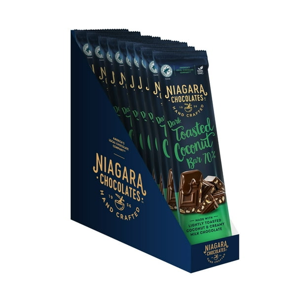 Niagara Chocolates 3oz 70% Dark Chocolate Toasted Coconut Bars (8 Bars ...