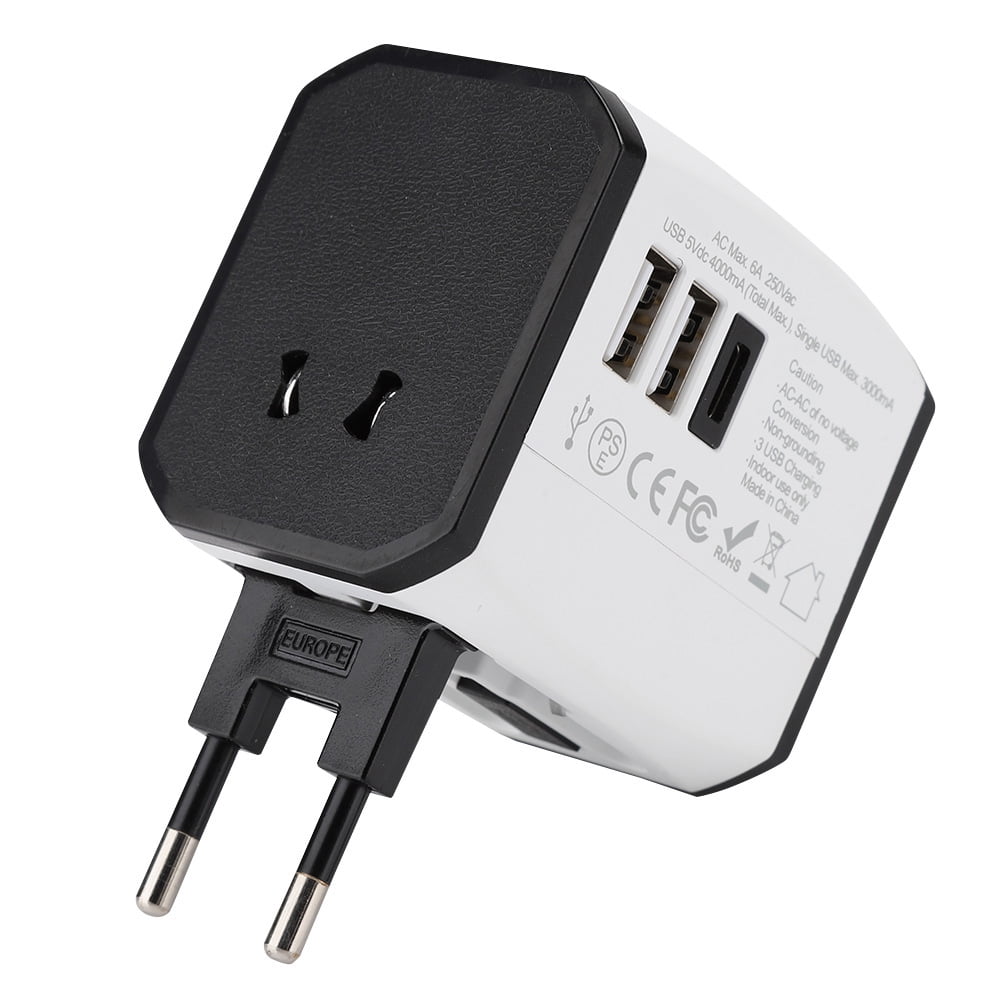 Enchufe universal V, 2USb tipo c Enchufe de conversión de enchufe ...