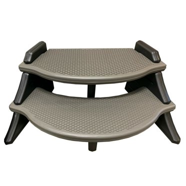 Confer Plastics 36” 3 Signature Spa Step with Curved Handrails, Gray ...
