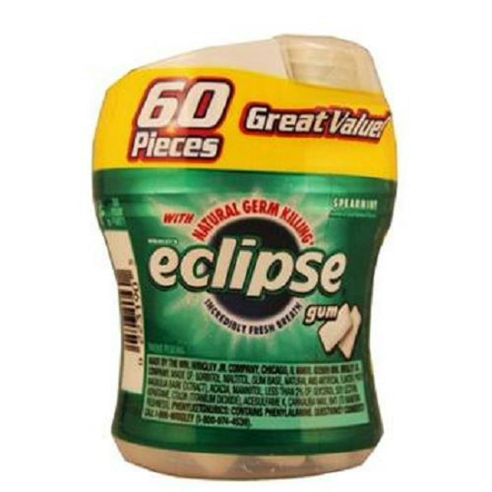 Eclipse Spearmint Sugarfree Gum 60 piece Bottle (Pack of 4) - Walmart ...