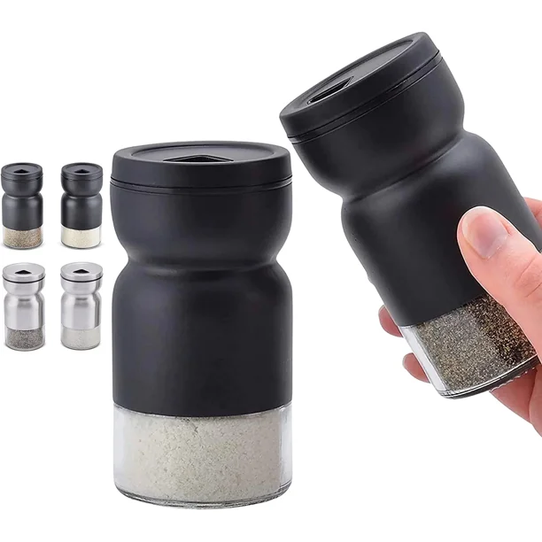 SHENMO Set of 2 Glass Salt and Pepper Shakers with Adjustable Pouring ...