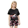 Bjutir Kids Girls Outfit Set Cartoon Horse Print Short Sleeve Crew Neck ...