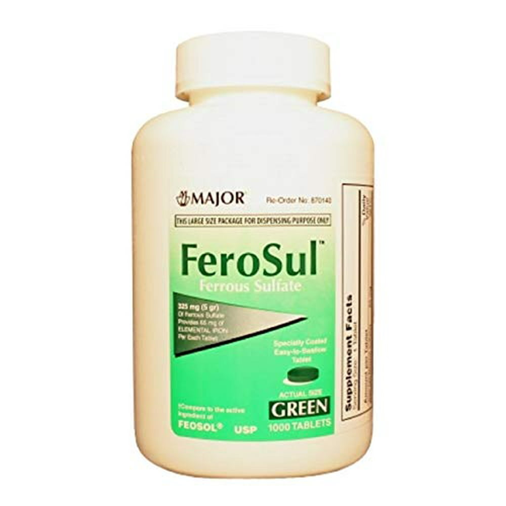 Major FeroSul Ferrous Sulfate Tablets, 1000 Count - Walmart.com ...