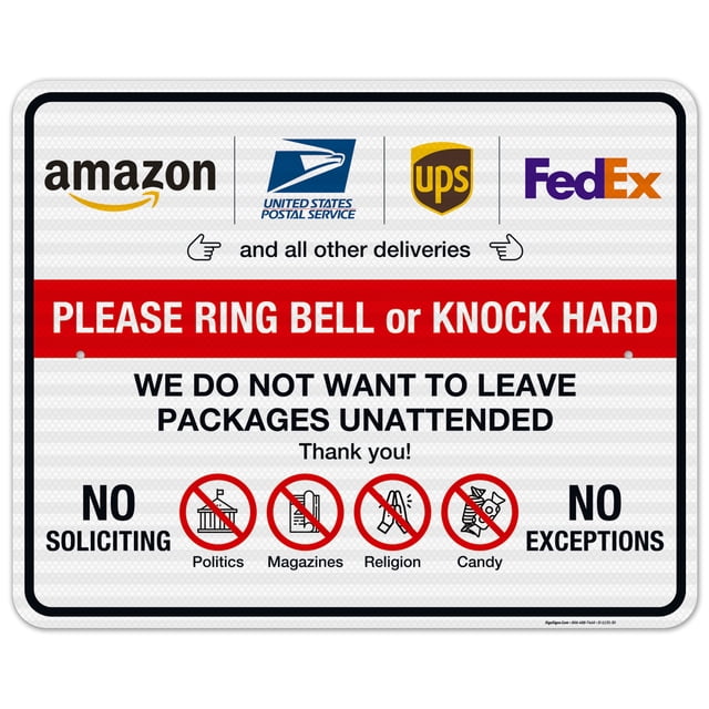 Do Not Leave Packages Here Sign, Please Ring Bell Or Knock Hard ...