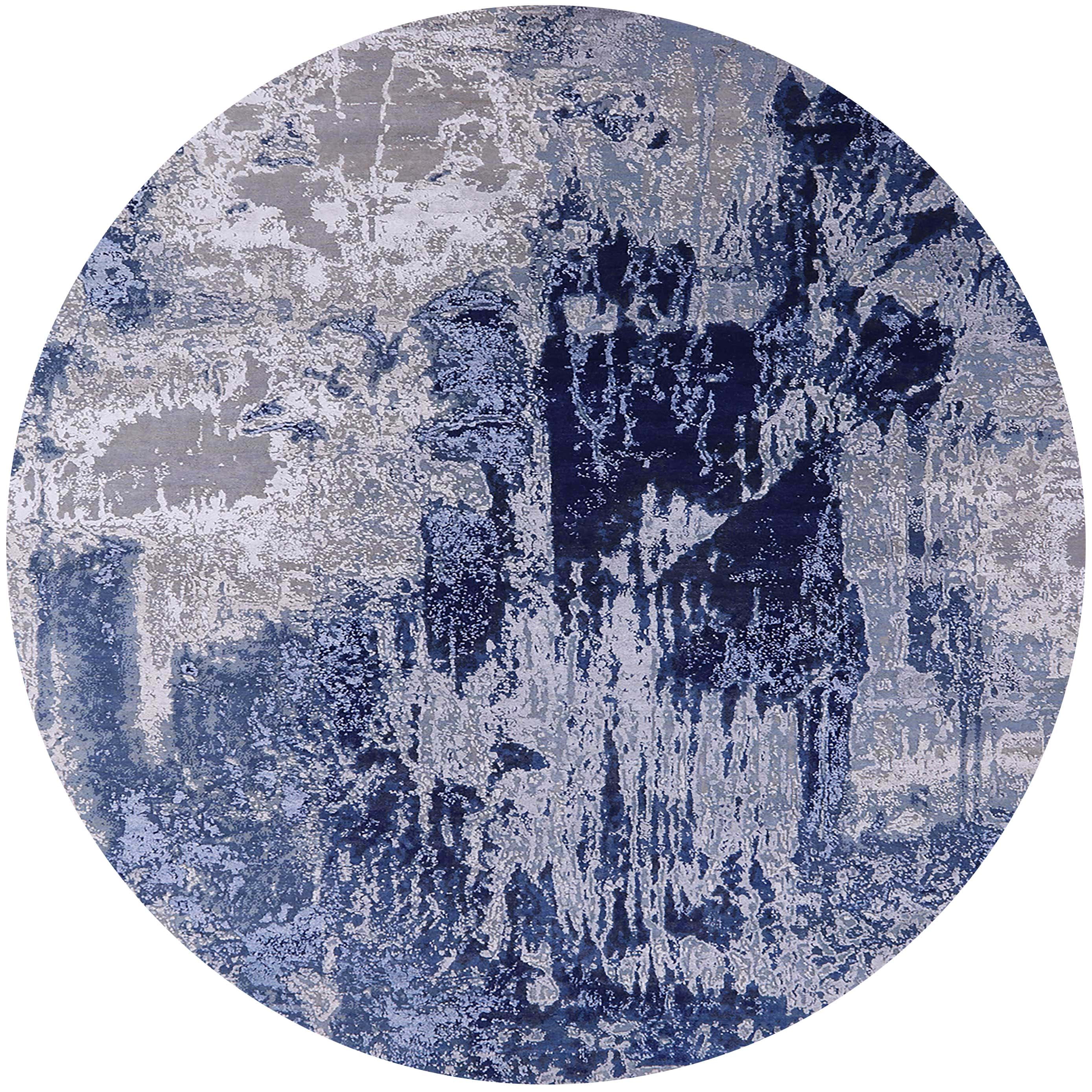 Ahgly Company Indoor Round Mid-Century Modern Dark Slate Blue Purple ...