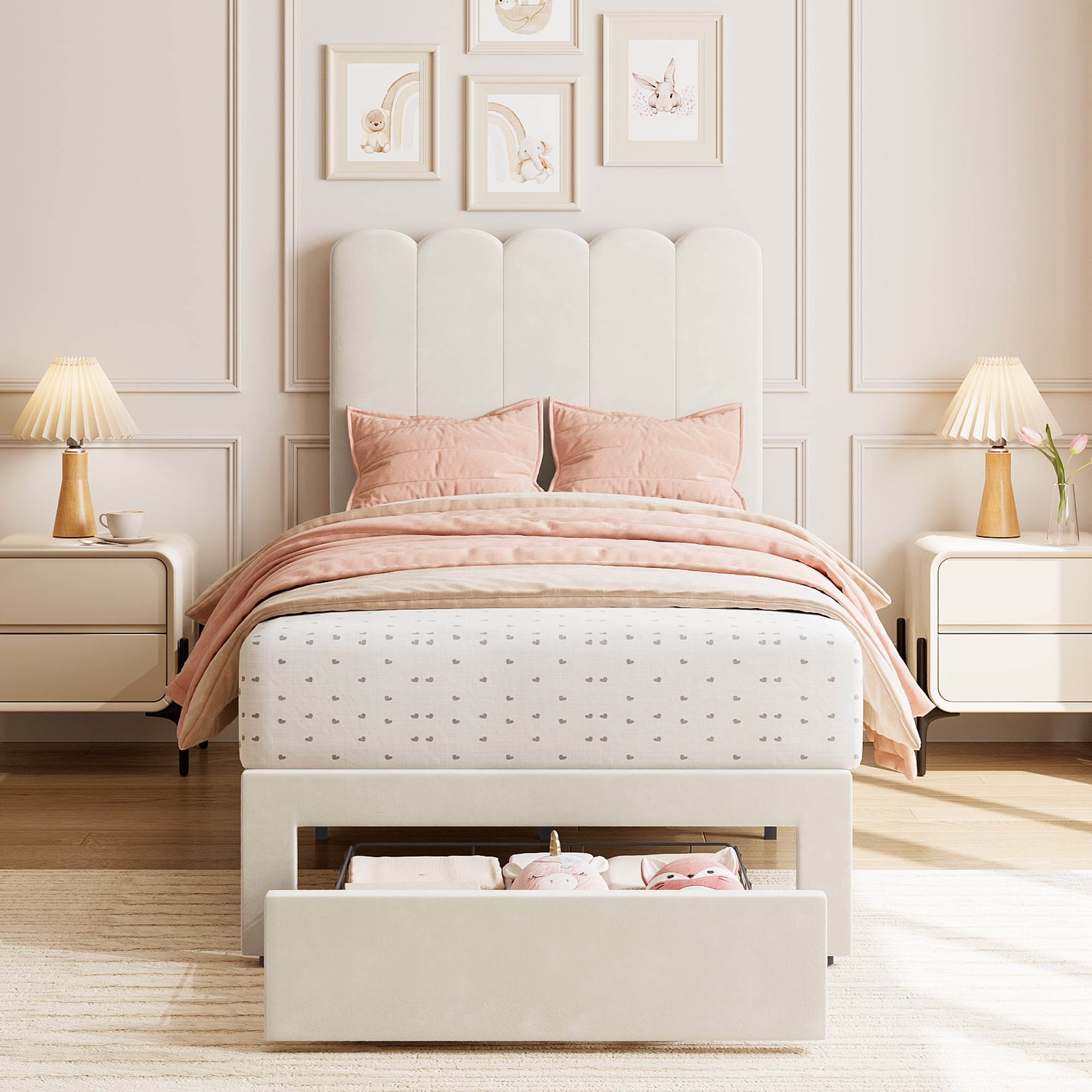 Click here for Yiwanda Yiwa Twin Velvet Upholstered Bed Frame For... prices