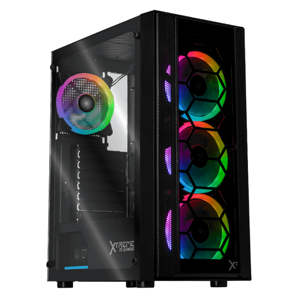 Gabinete Gamer XTREME PC GAMING Kronos Media Torre ATX 600W 4 Fan Cristal Templado ARGB Negro ...