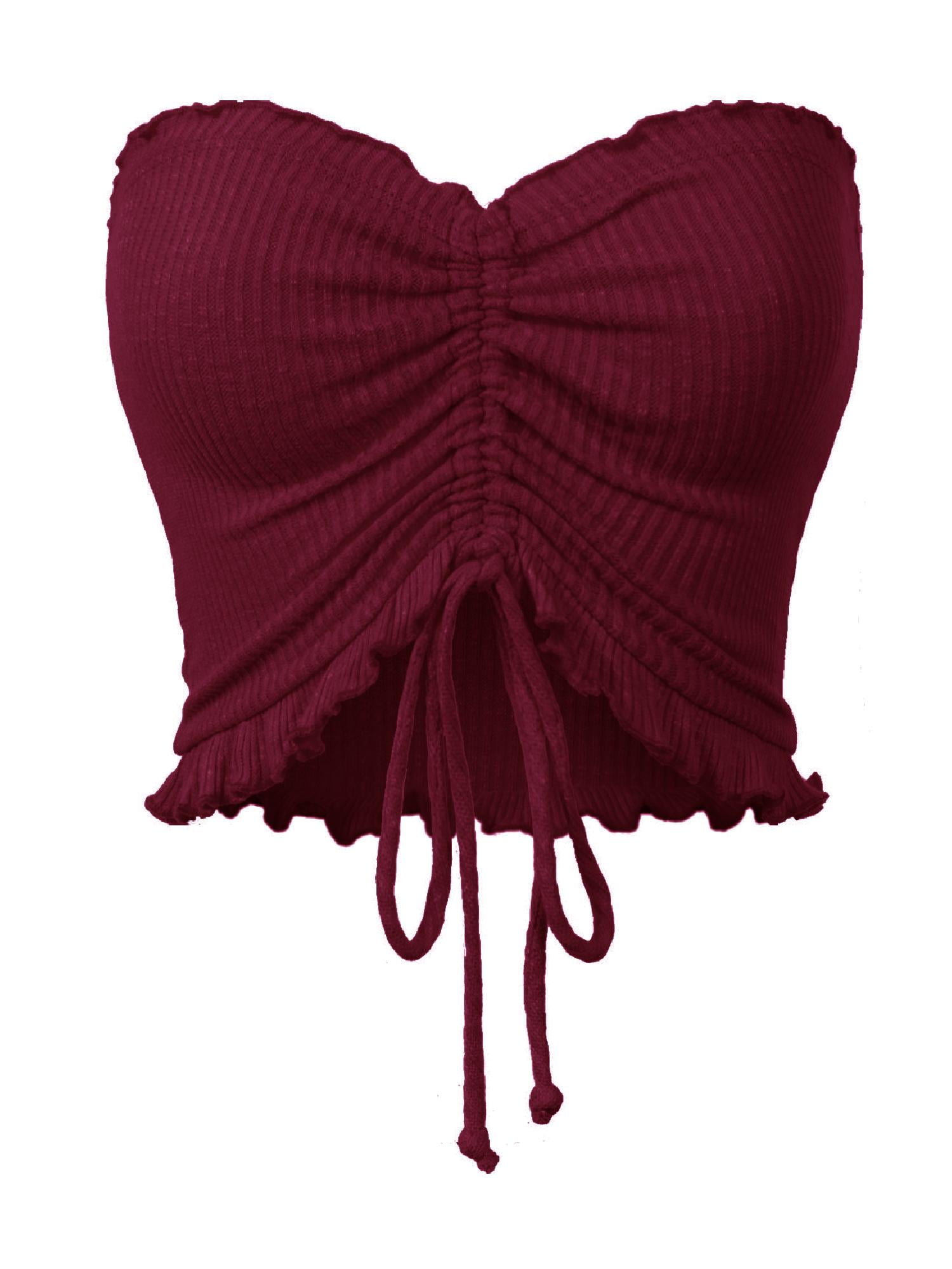 MixMatchy Women's Sexy Frill Knot Front Knit Strapless / Strap Tube ...