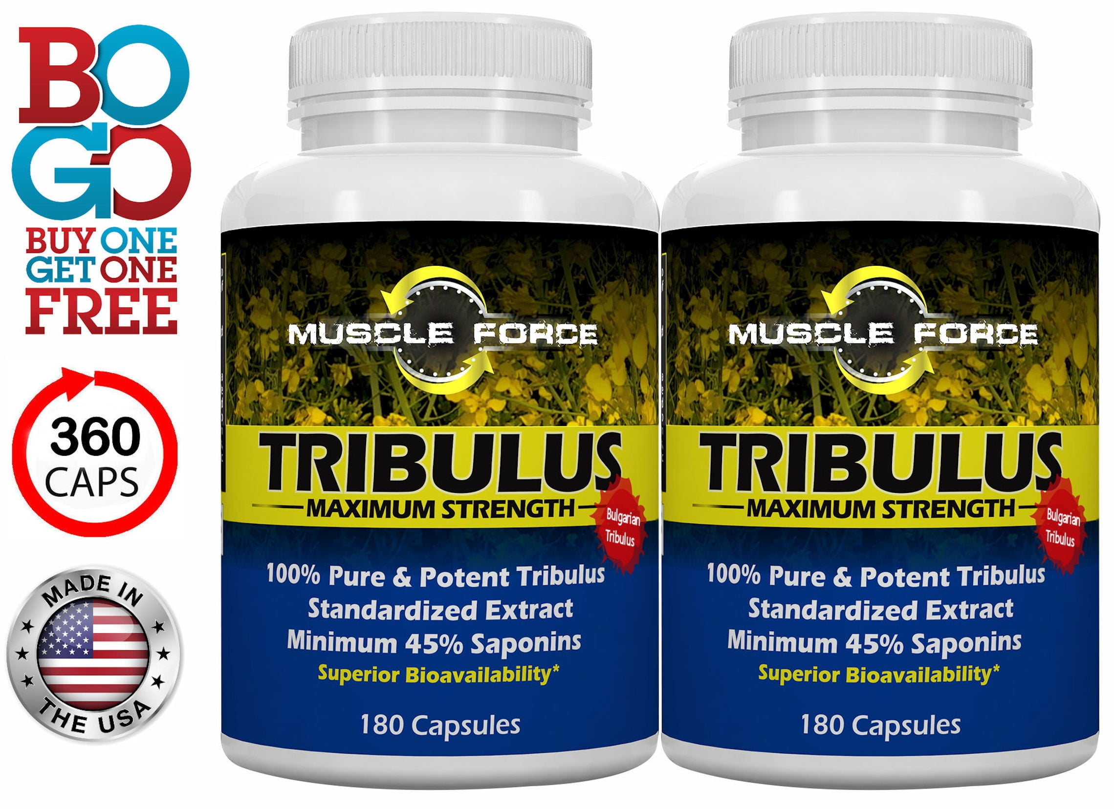BOGO Tribulus Terrestris - Two 180 Count Bottles! 1500mg Maximum ...