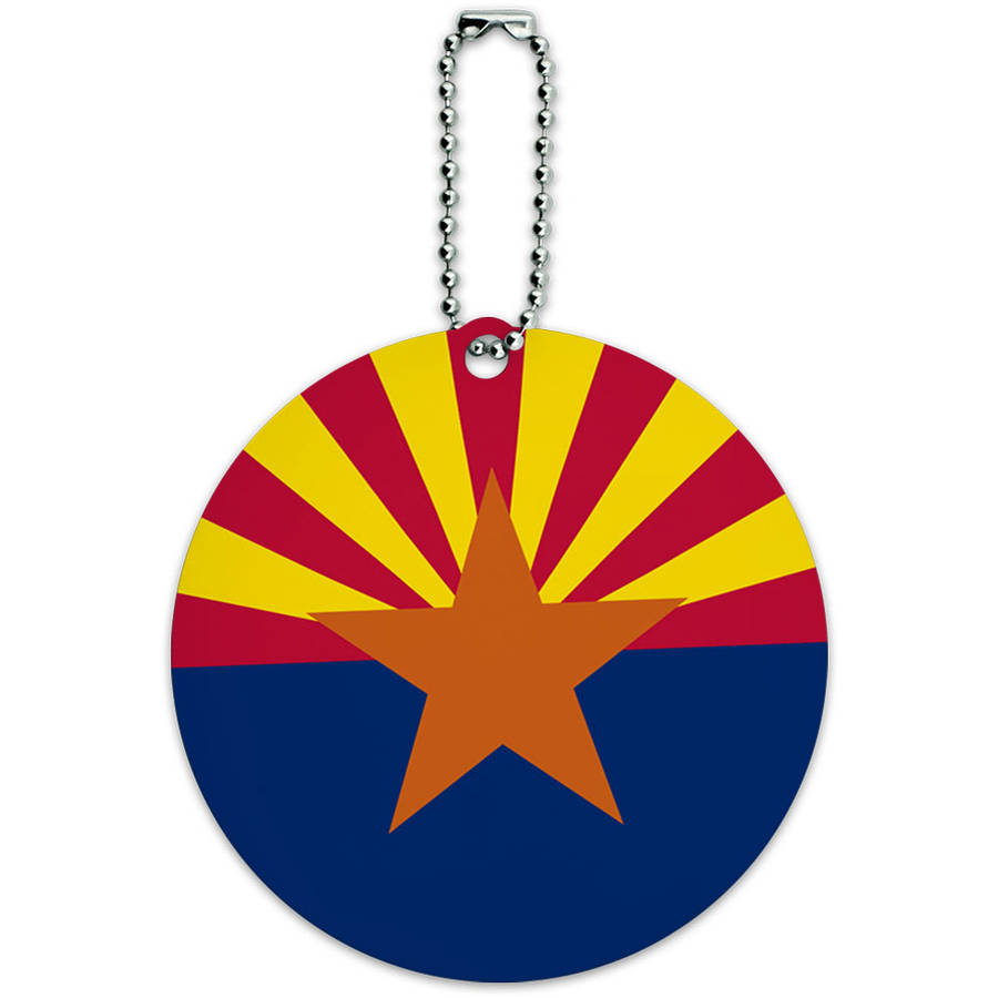 Arizona State Flag Round Luggage ID Tag Card for Suitcase or Carry-On ...