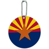 Arizona State Flag Round Luggage ID Tag Card for Suitcase or Carry-On ...