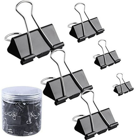120 Pieces Binder Clips Paper Clamp Clips Assorted Sizes (Black ...