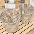 FRCOLOR Stainless Steel and Wood Pasta Basket with Fine Mesh and Stable ...
