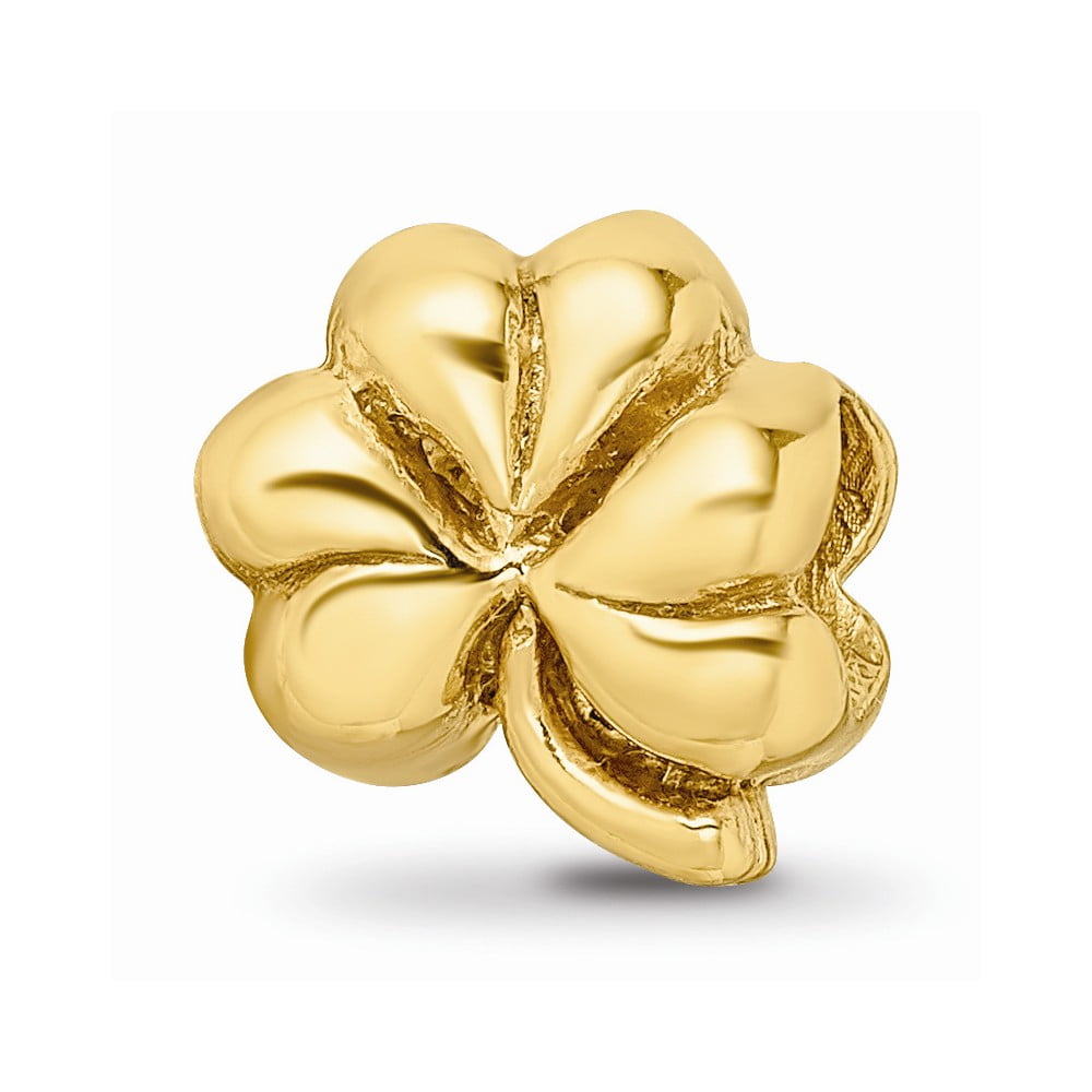 FB Jewels 925 Sterling Silver Gold-Plated Reflections Clover Bead ...