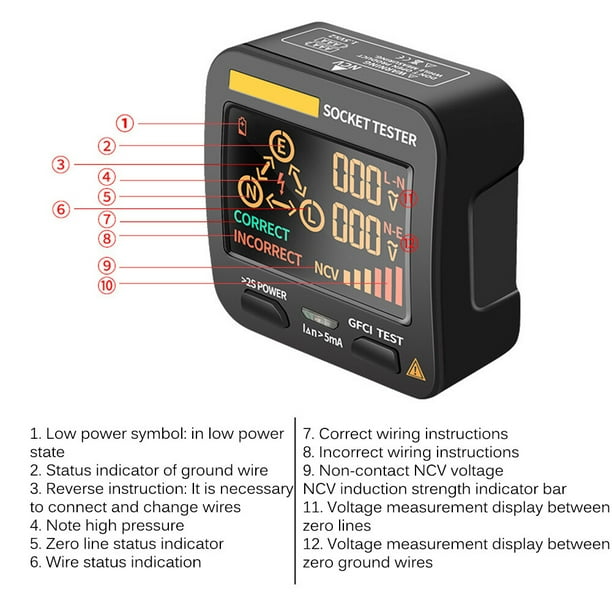 Multifunctional Digital Display Socket Tester Electrical Ground Wire ...