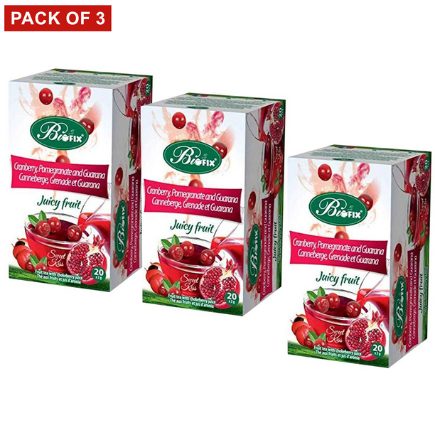 Biofix Fruit Juice Tea Cranb. Pomegr. & Guarana 20x2g (Pack of 3 ...