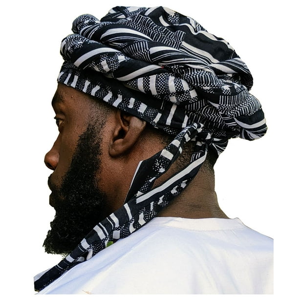 Black and White Kente African Print pre-tied Turban for Men - Walmart.com