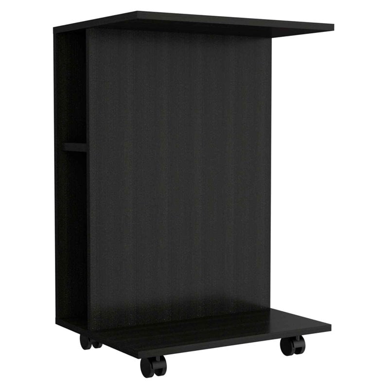 FM Furniture Bombay Wood Mobile Tray Table with 2 Lateral Shelves in ...