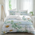 4 Piece Duvet Cover Set Cal king, Rustic Daisy Flower Eucalyptus Leaf ...