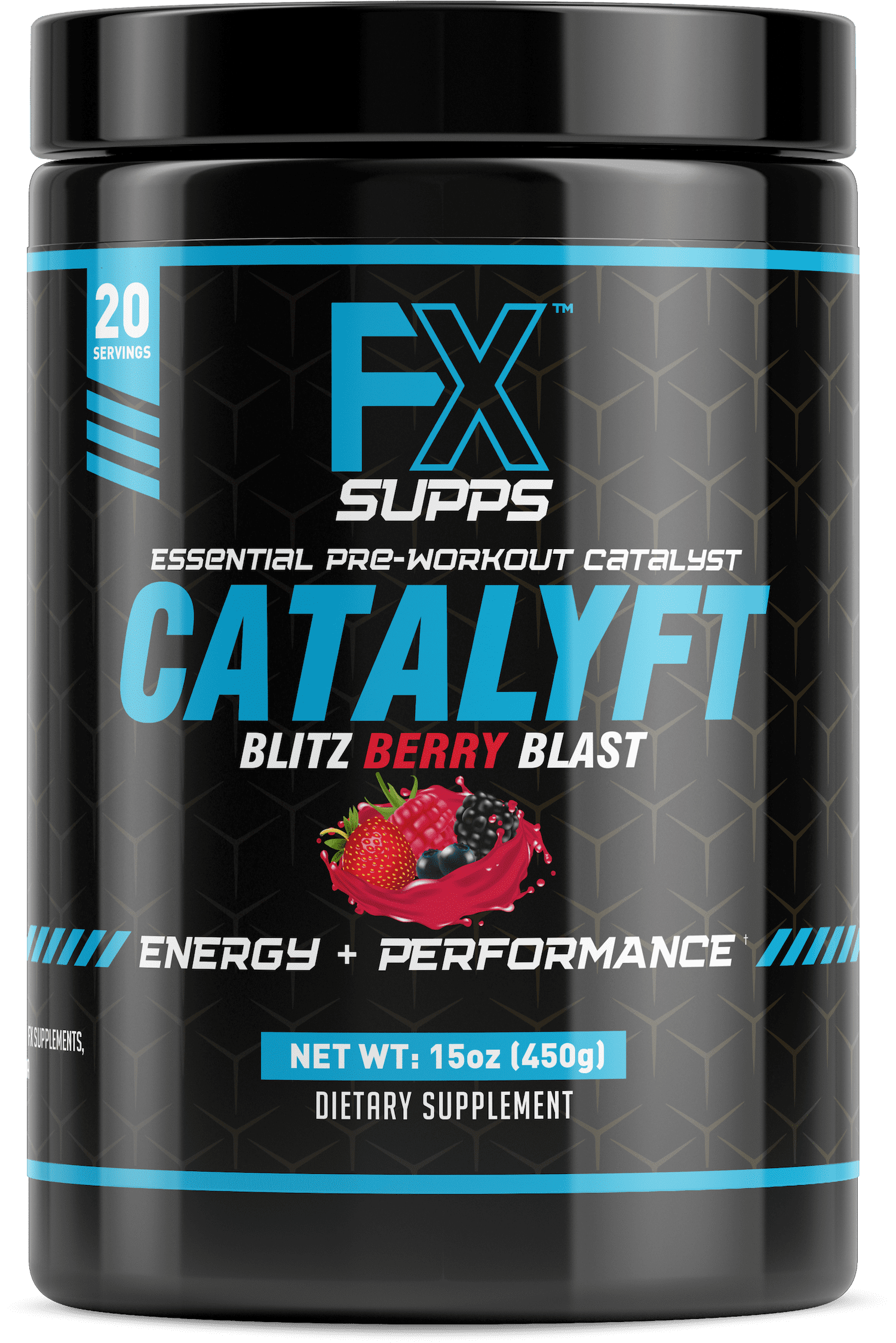 FX Supps Catalyft Pre Workout Energy Supplement, Blitz Berry Blast, 20 ...
