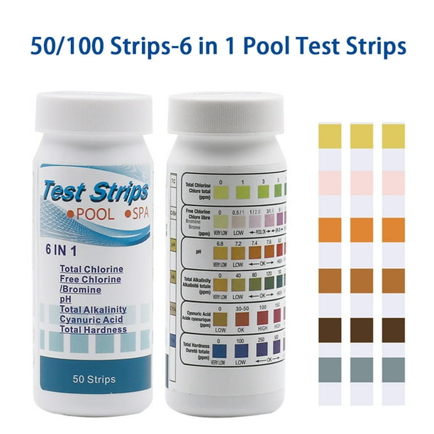 ALLTIMES 6 in 1 Pool Test Strips, Chlorine Dip PH Test Paper for Hot ...